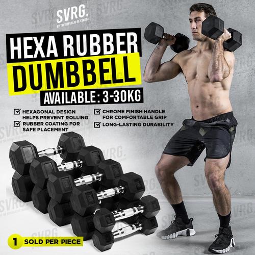 Jual Svarga Hexagonal Dumbbell - 3 KG - 30 KG - Rubber Dumbell Barbell ...