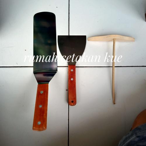 Jual 1 set alat bikin crepes leker /kape bengkok / spatula kafe /kayu ...