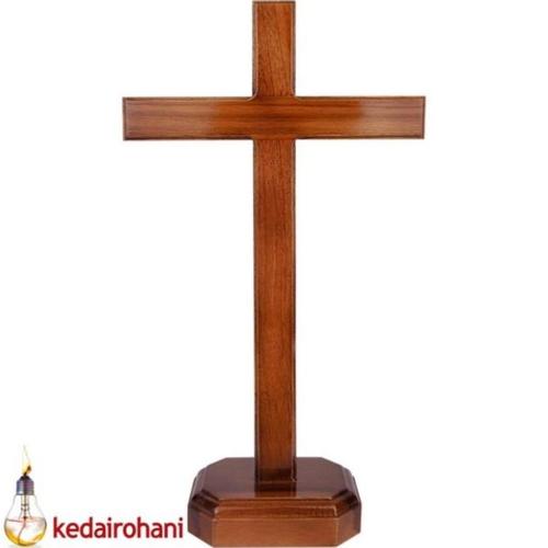 Jual Salib Duduk Altar Meja Doa Keluarga Kayu Polos Tanpa Corpus Yesus ...