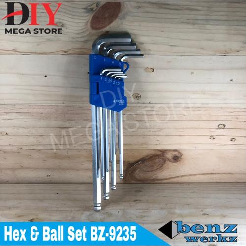 Jual Kunci L set 9 pcs 225 mm hex ball key hexagonal key set benz werkz ...
