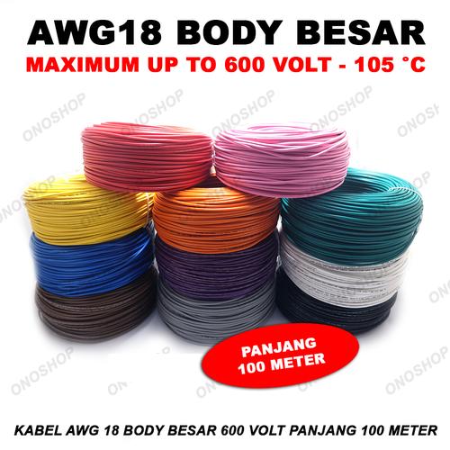 Jual Kabel AWG 18 Body Besar 600 Volt Panjang 100 Meter - Putih ...