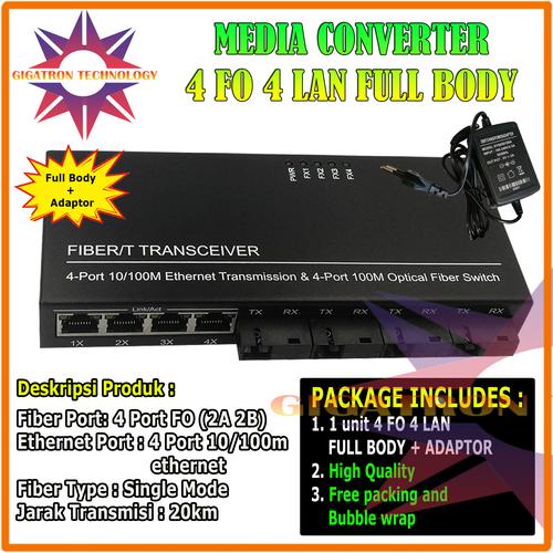 Jual Media Converter 4 Port FO 4 Port LAN Switch Fiber Optic 4 Port SC ...