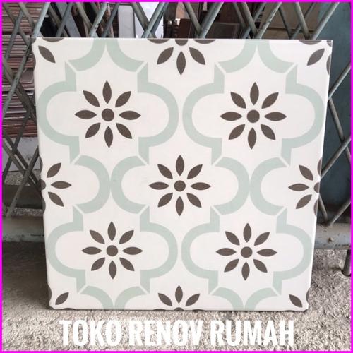 Jual keramik lantai 40x40 putih motif batik vintage / keramik dapur/ kerami - warna 2 - Jakarta ...