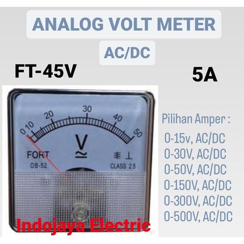 Jual Volt Meter Analog Ft- 45 V merk fort - 0-500V, AC/DC - Jakarta ...
