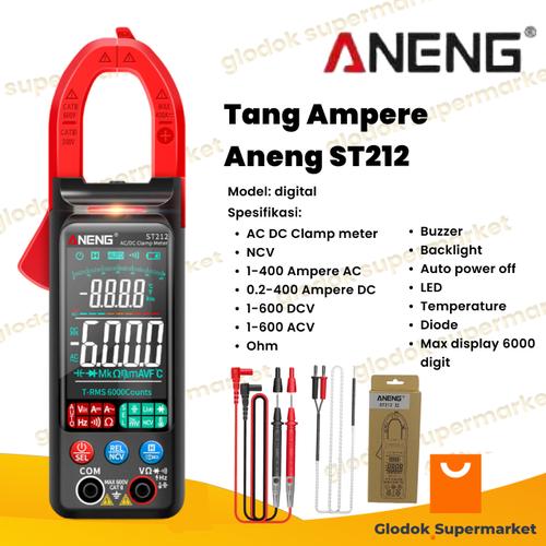 Jual Tang Ampere AC DC Aneng ST212 Smart Clamp Meter Digital NCV 6000 ...
