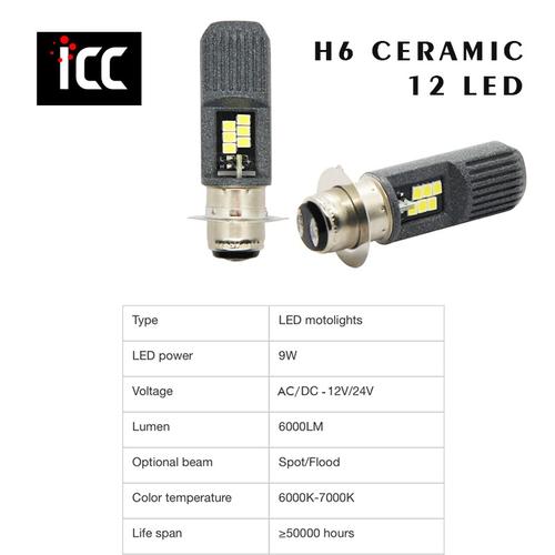Jual Bohlam Led H6 Ceramic 12 Led 9 watt HI LOO BEAM AC DC - Jakarta ...