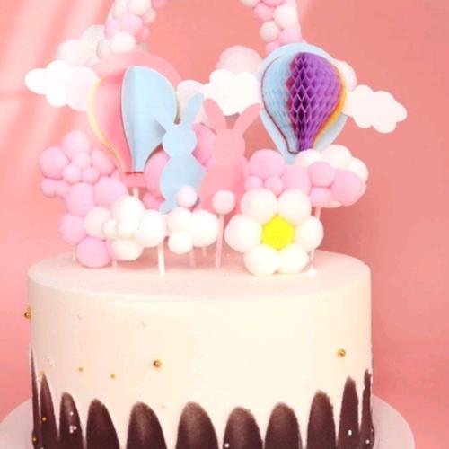 Jual topper cake kue awan cloud 3D dekorasi pom pom - Biru Muda - Kota ...