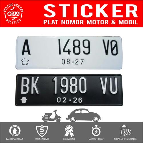 Jual Sticker / Stiker Cutting Plat Nomor Mobil Dan Motor - Motor, Putih ...