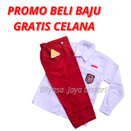 Jual Setelan Kemeja Baju Putih Celana Merah Seragam Sekolah SD Panjang ...