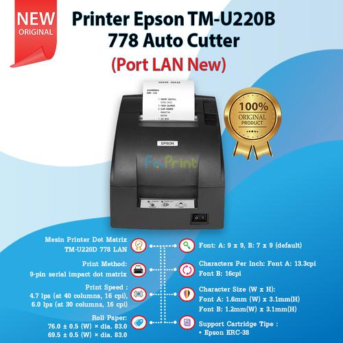 Jual Printer Dot Matrix Epson TM-U220B TMU220B 775 776 778 Auto Cutter ...