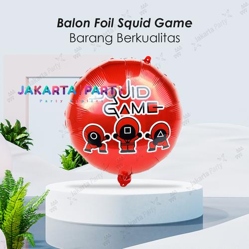 Promo Balon Foil Bulat Squid Game Merah / Balon Karakter Bulat ...