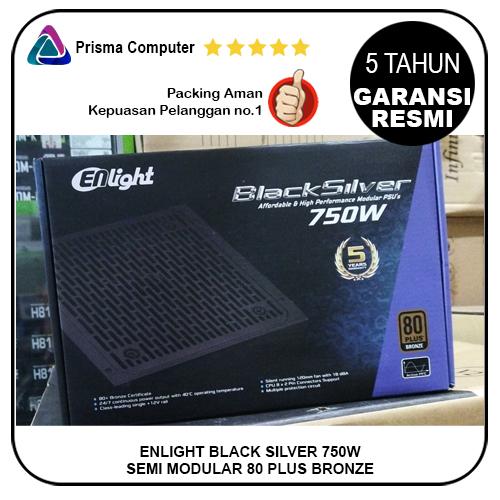 Jual PSU ENLIGHT BLACK SILVER 750W SEMI MODULAR 80 PLUS BRONZE ...