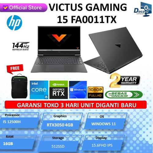 Promo HP VICTUS GAMING 15 FA0011TX I5 12500H 8GB 512SSD RTX3050 144HZ ...