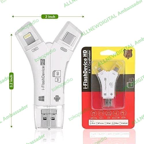 Jual i-Flash device HD 4in1 card reader (lightning, micro usb, type-c ...