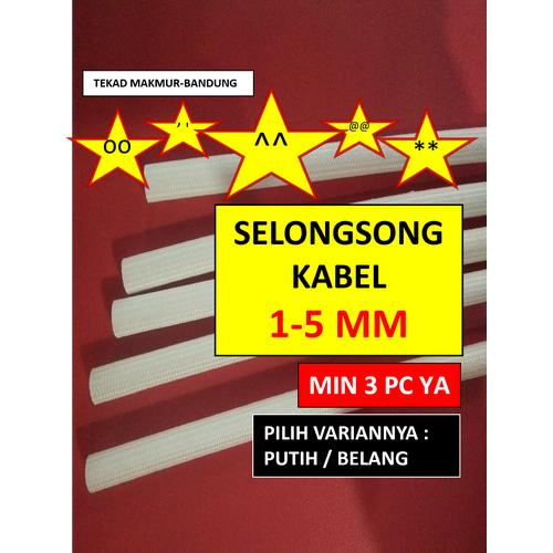 Jual Selongsong Kabel 1-5 mm Putih Asbes & Belang Plastik (Per 1 Meter ...