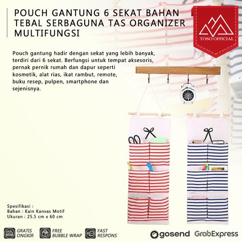 Jual RAK KAIN POUCH GANTUNG 6 SEKAT BAHAN TEBAL POCKET HANGING STORAGE ...