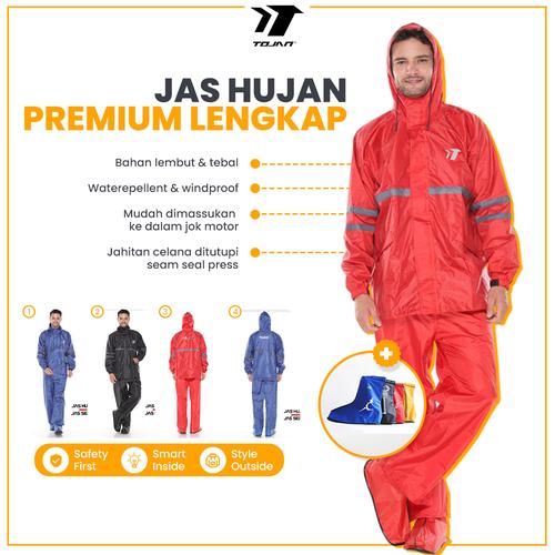 Jual Jas Hujan Pria Wanita Tojan Setelan Premium Mantel Ujan Dan Jas Sepatu - Merah, L - Kota ...