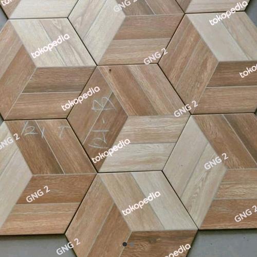 Jual granit lantai 34x39 tribecca hexagonal by roman motif kayu - Kab ...