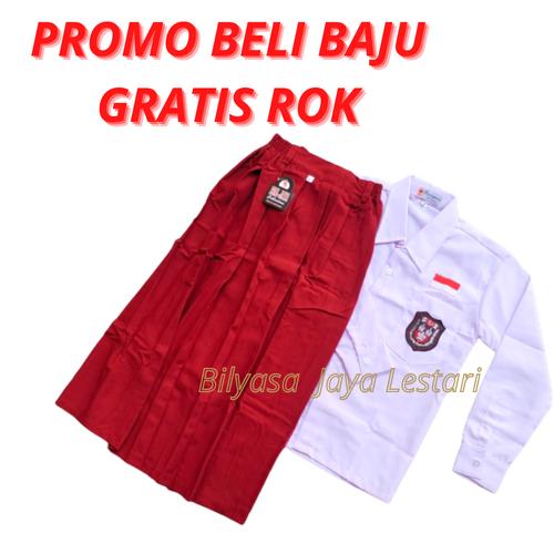 Promo Setelan Kemeja Baju Putih Rok Merah Seragam Sekolah SD Panjang ...