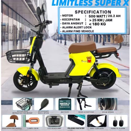 Jual SEPEDA LISTRIK LIMITLESS SUPER X / ELEKTRIK BIKE / AKI CHARGER CAS - Kuning - Jakarta Barat ...