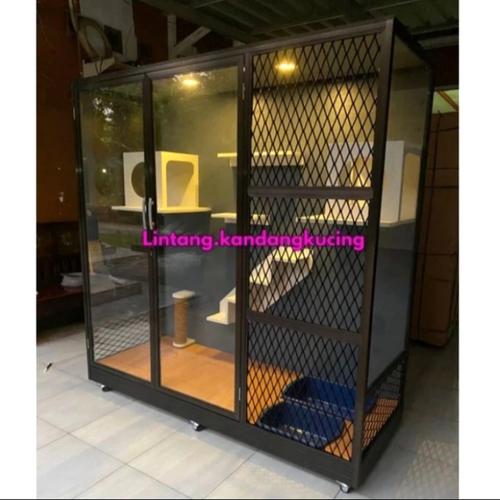 Jual kandang rumah kucing besar jumbo alumunium akrilik lampu ...