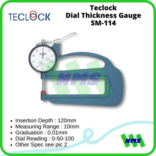 Jual Teclock SM-114 Dial Thickness Gauge 10mm Alat Ukur Ketebalan ...