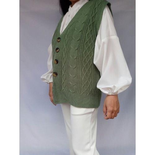 Jual Vest Rompi Rajut Wanita Kancing Premium Tebal Motif Timbul Korea ...