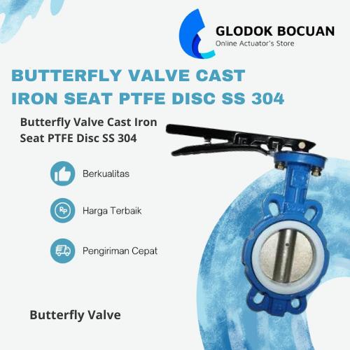 Jual 5" Butterfly Valve Cast Iron Seat PTFE Disc SS 304 Size 5 Inch ...