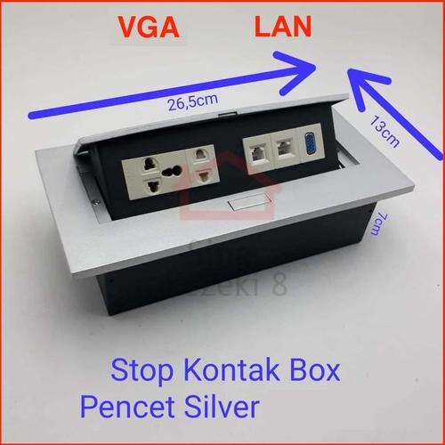 Jual Stop Kontak Box Meja Pencet Silver USB LAN VGA Power Socket Outlet ...