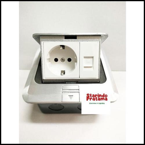 Jual Stop Kontak Lantai Tanam 1 Lubang + Data Cat6 Rj45 Pop Out Socket ...