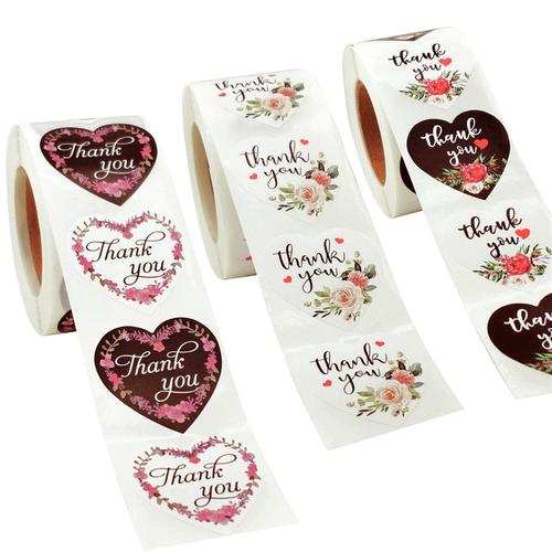 Jual Sticker Thank You Floral Bentuk Hati Label Bunga Tag Amplop Love ...