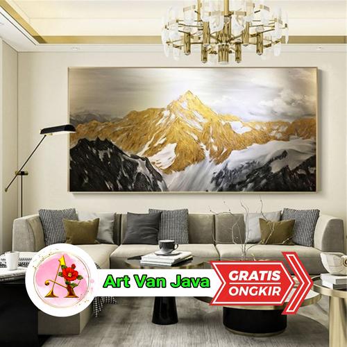 Jual lukisan abstrak modern art hiasan dinding dekorasi rumah emas ...