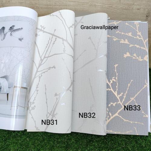 Jual Wallpaper Dinding Pohon Kayu Ranting Nude Abu Hijau Metalik - NB37 ...