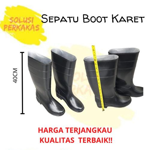 Promo Sepatu Boot Tinggi Hitam APD Karet Lentur Kontruksi Proyek ...