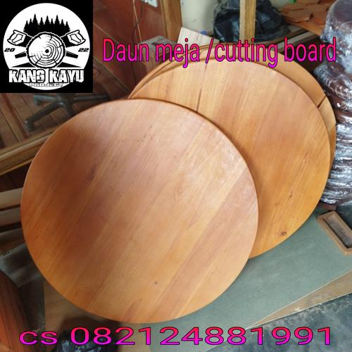 Jual papan kayu bahan daun meja bulat minimalis ambalan cutting board ...