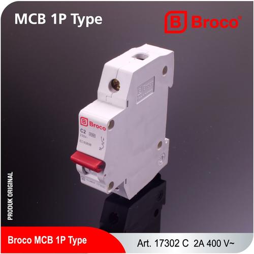 Jual Broco MCB 1 Phase 6kA Kapasitas 2-16 Ampere Model 17302 C 2A 400V Original SNI ISO Made in ...