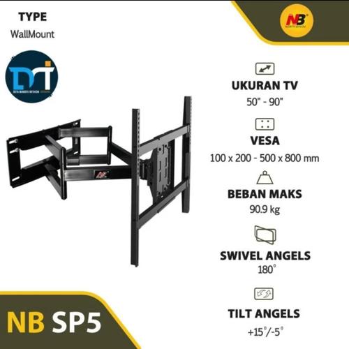 Jual NB NORTH BAYOU SP5 50 - 100 INCH FULL MOTION HEAVY DUTY TV WALL ...
