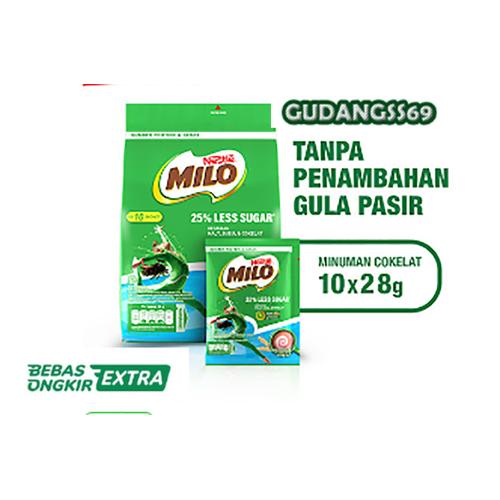 Jual NESTLE MILO Less Sugar Susu Cokelat Rendah Gula isi Sachet 10 x ...