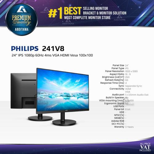 Jual Monitor LED Philips 241V8LA 24"Full HD VA 75Hz HDMI Speaker ...