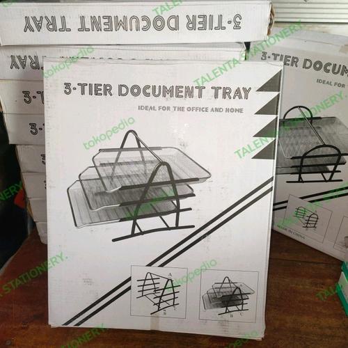 Jual 3-tier document tray / rak 3 susun material besi warna hitam ...
