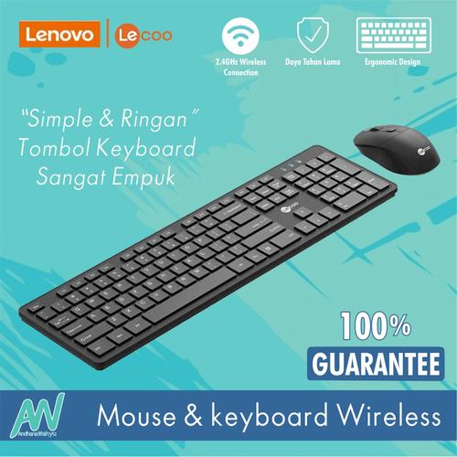 Jual Keyboard Mouse Wireless 2,4G Combo set Bluetooth Lenovo lecoo ...