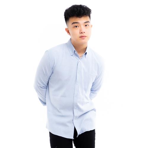 Promo Kemeja Pria Lengan Panjang Polos Biru Muda Oxford Slimfit Casual ...