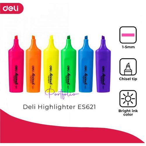 Jual spidol penanda stabilo merk DELI highlighter chisel tip 1-5mm ...