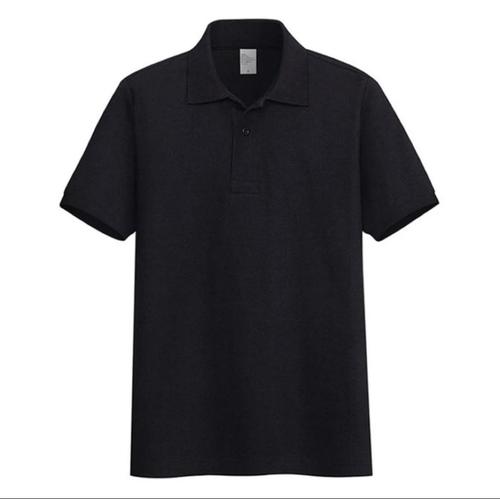 Jual Kaos kerah seragam polos Hitam | kaos polo shirt pria lengan ...