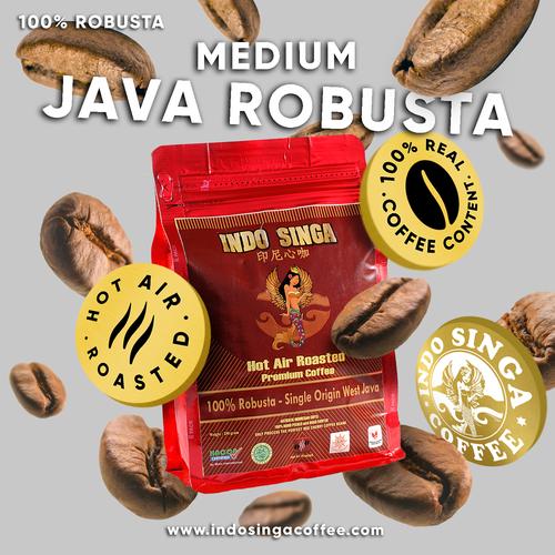 Jual Kopi Indo Singa Medium Hot Air Roast Robusta Jawa | Hitam Item ...