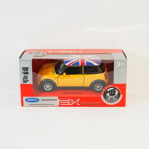 Jual Welly Nex Skala 1:37 Mini Cooper Warna kuning Atap corak Bendera ...