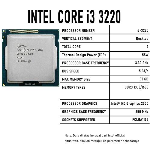 Jual processor intel core i3 2100/2120/3220/3240 lga 1155 - i3 3220 - Kota Bekasi ...