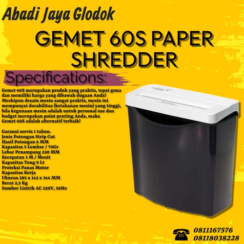 Jual GEMET 60S PAPER SHREDDER - Jakarta Barat - Abadi Jaya Harco Glodok ...