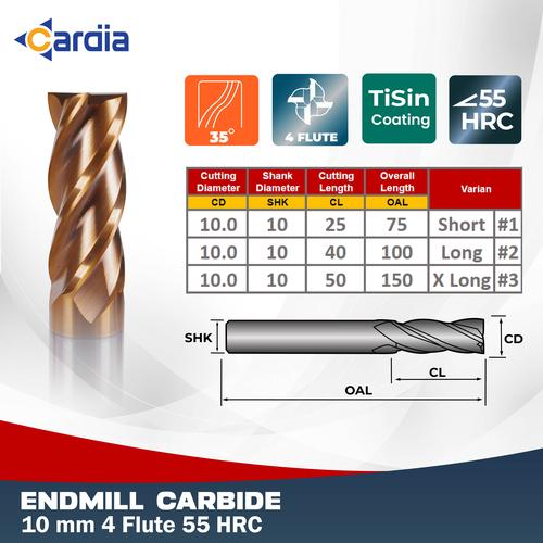 Promo Endmill 10 mm x Long 75 | 100 |150 4Flute Flat End Mill Carbide ...