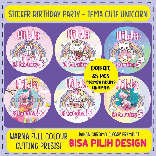 Jual label stiker UNICORN CUTE Ulang Tahun Anak - sticker birthday ...